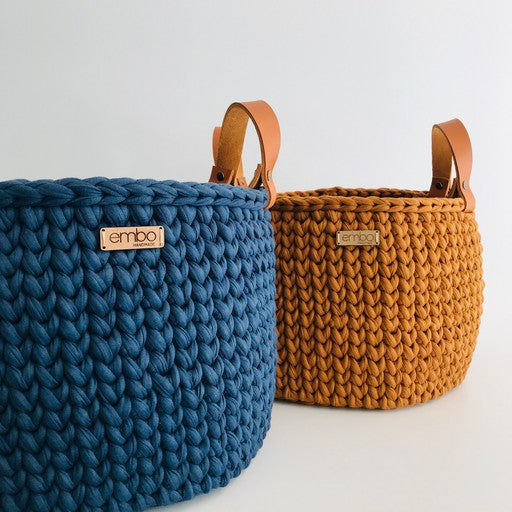 Crochet baskets with leather handles – Embo Handmade